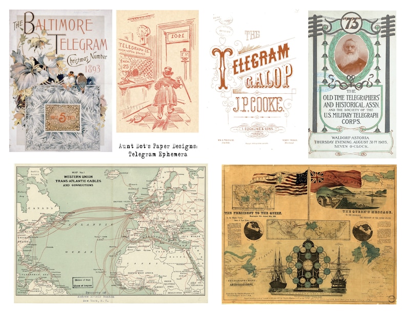 Telegram Telegraph Ephemera 10-page Digital Kit With 2 - Etsy