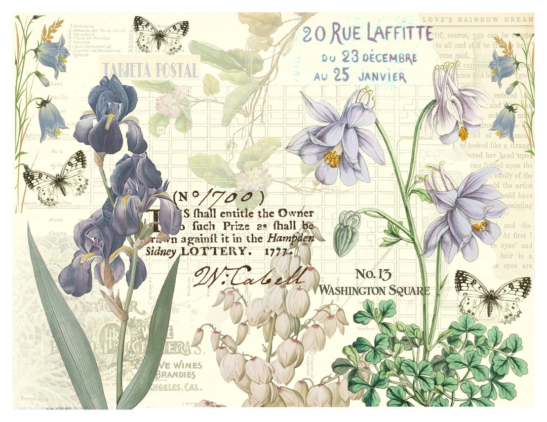 Blue Background/journal Pages 10 Pages for Junk Journals, Journals ...