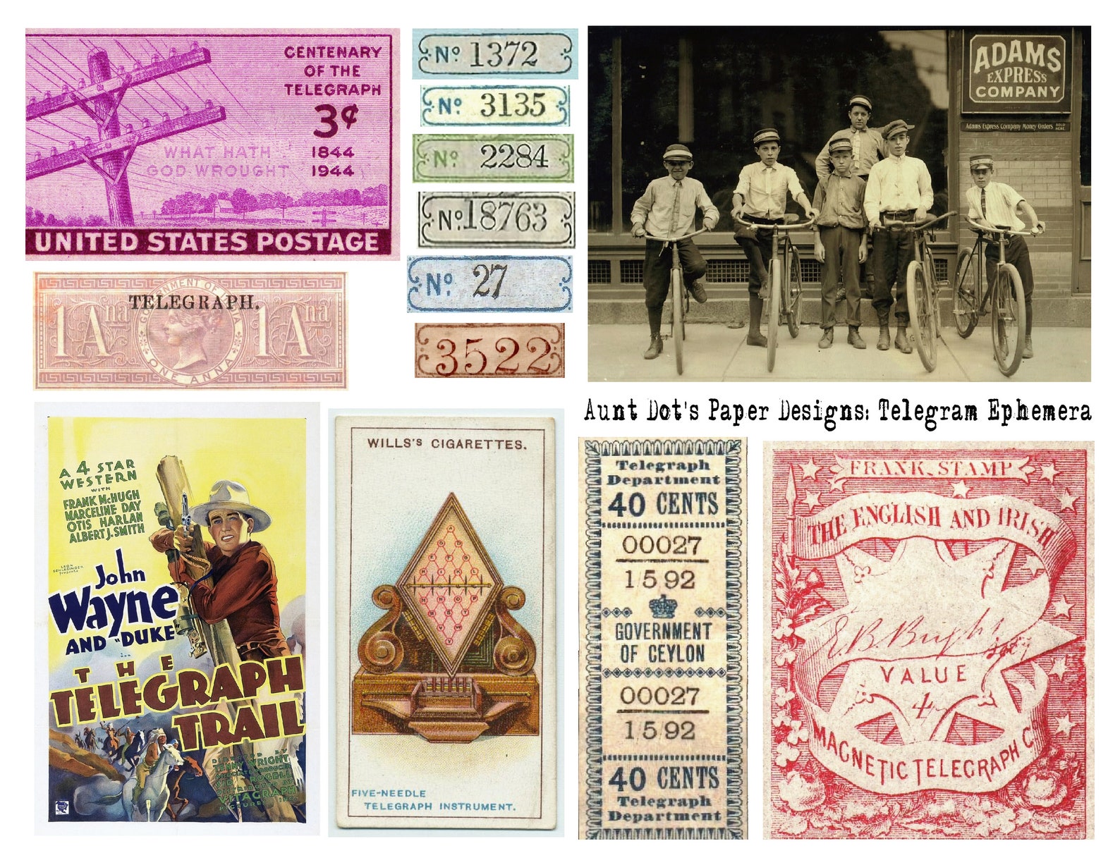 Telegram Telegraph Ephemera 10-page Digital Kit With 2 - Etsy