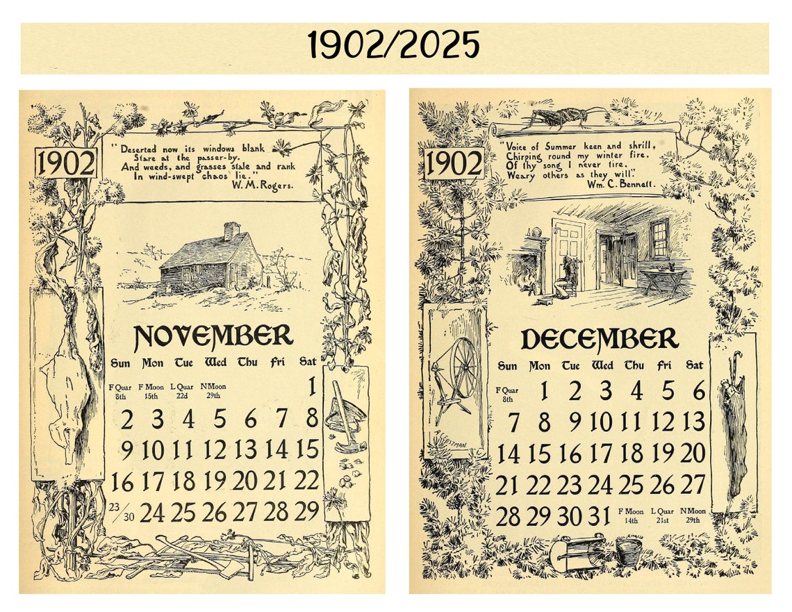 1902/2025 Calendar Ephemera: Vintage Images for Journals (digital ...
