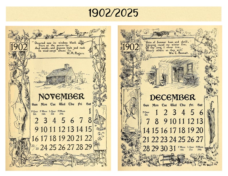 1902/2025 Calendar Ephemera: Vintage Images for Journals (digital ...