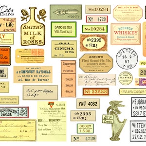 Random Vintage Labels 3 Pages of Embellishments for Junk Journals ...