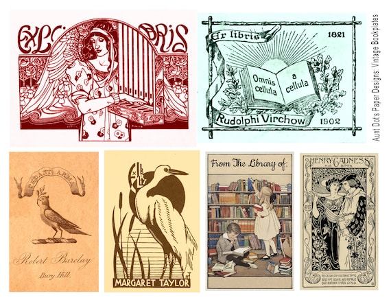 Bookplates and Borders 6 Pages of Beautiful Graphic Deigns for | Etsy