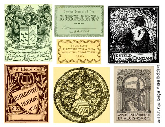 Bookplates and Borders 6 Pages of Beautiful Graphic Deigns for - Etsy