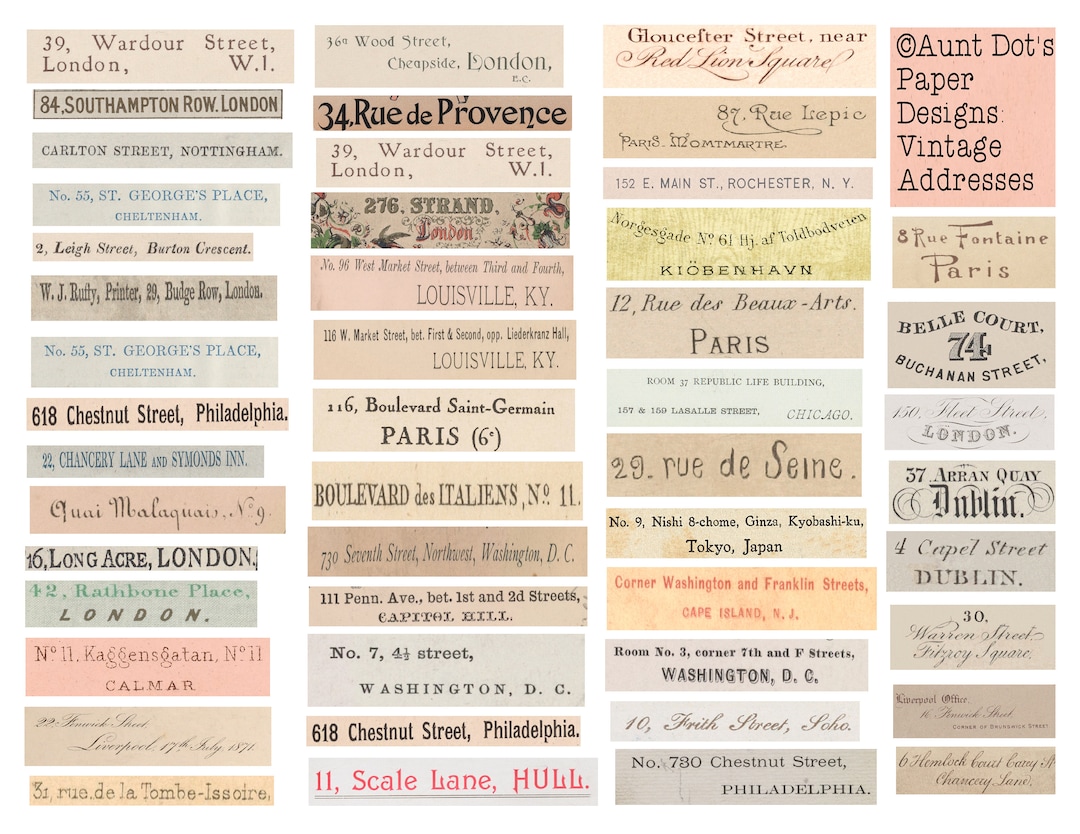 Addresses Vintage Ephemera for Junk Journals, Card-making, Scrapbooks ...