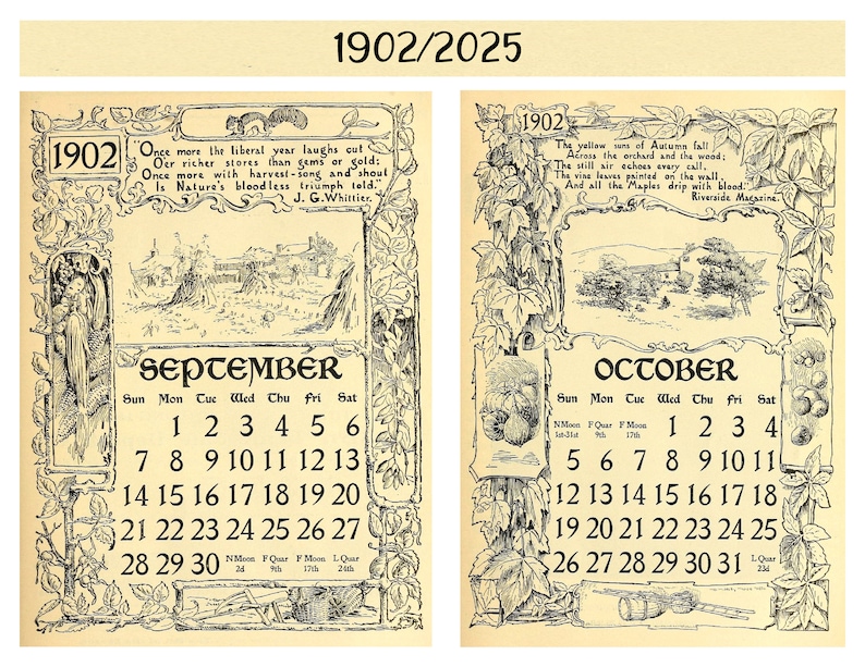 1902/2025 Calendar Ephemera: Vintage Images for Journals (digital ...