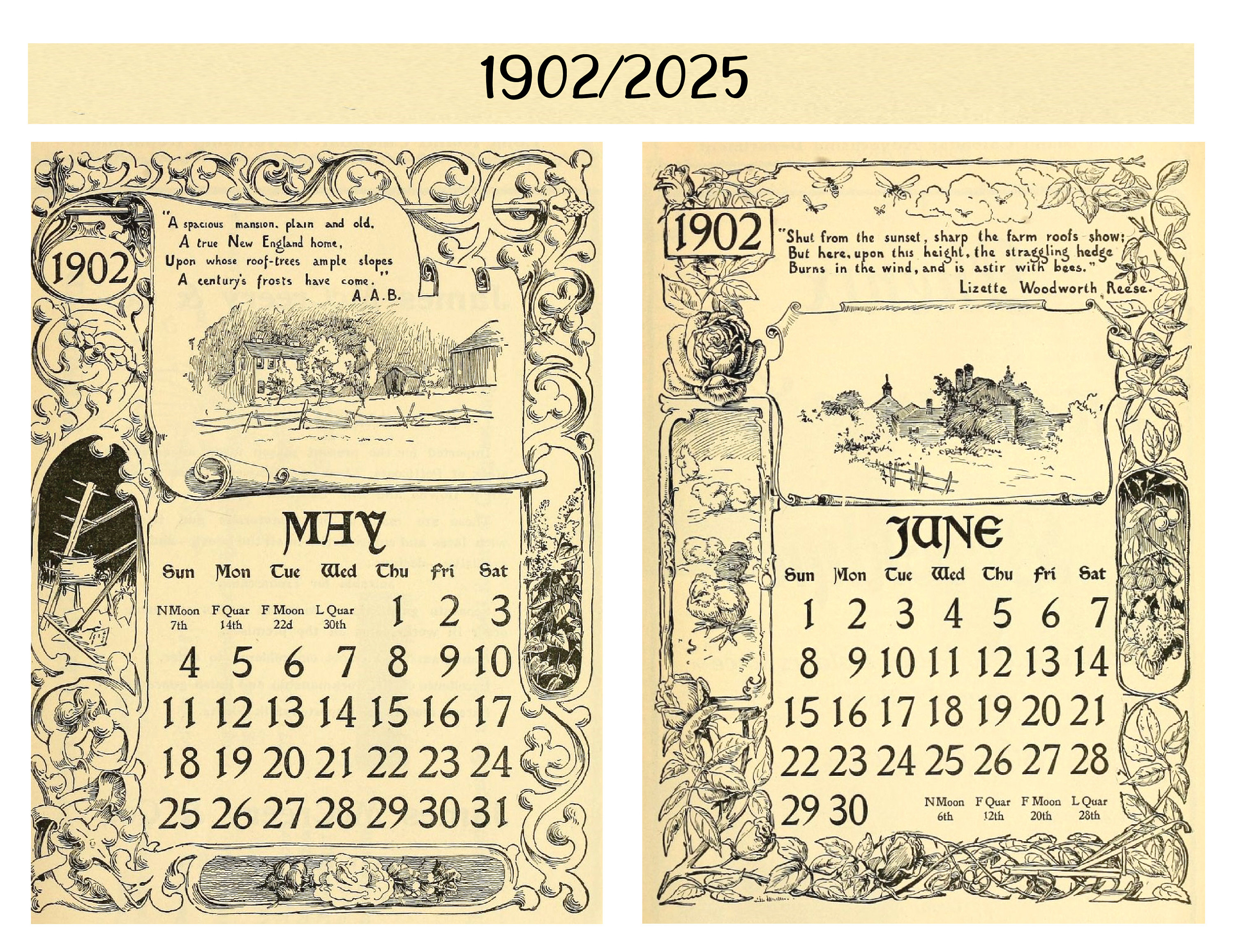 1902/2025 Calendar Ephemera: Vintage Images for Journals (digital ...