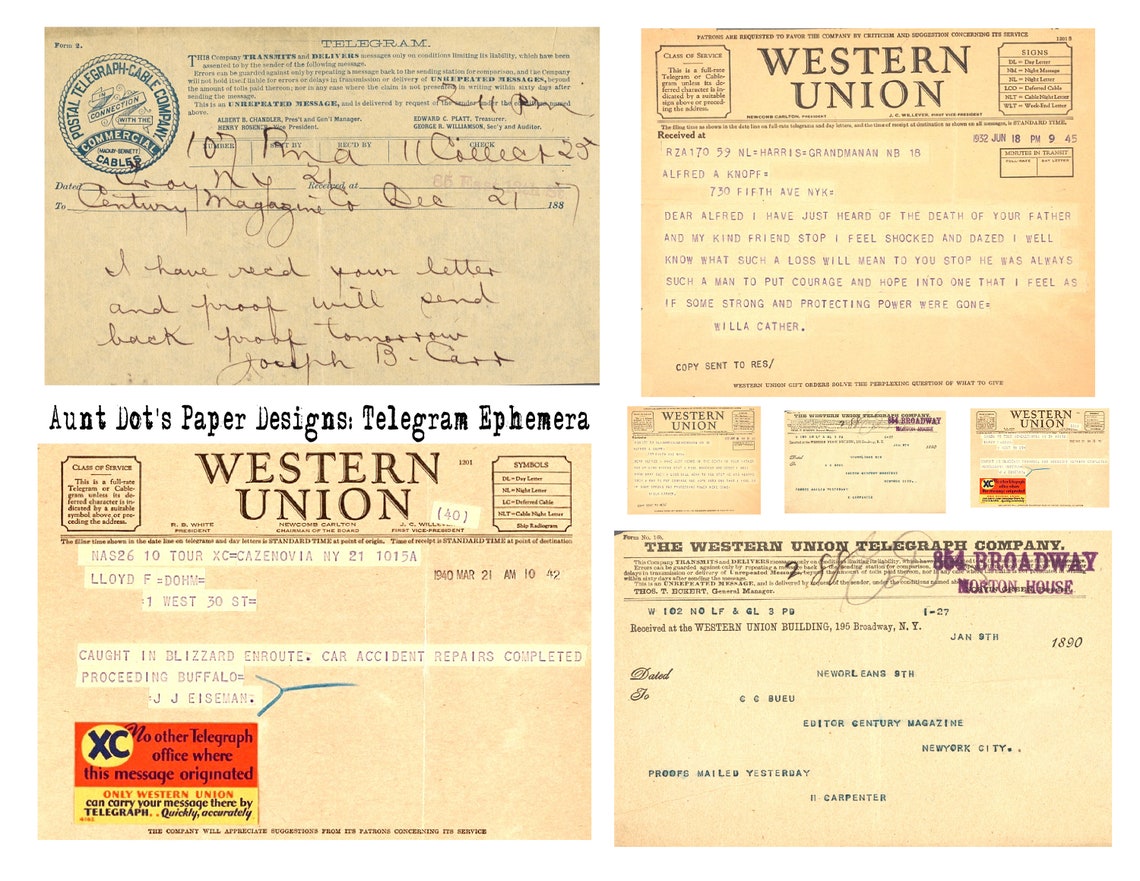 Telegram Telegraph Ephemera 10-page Digital Kit With 2 - Etsy