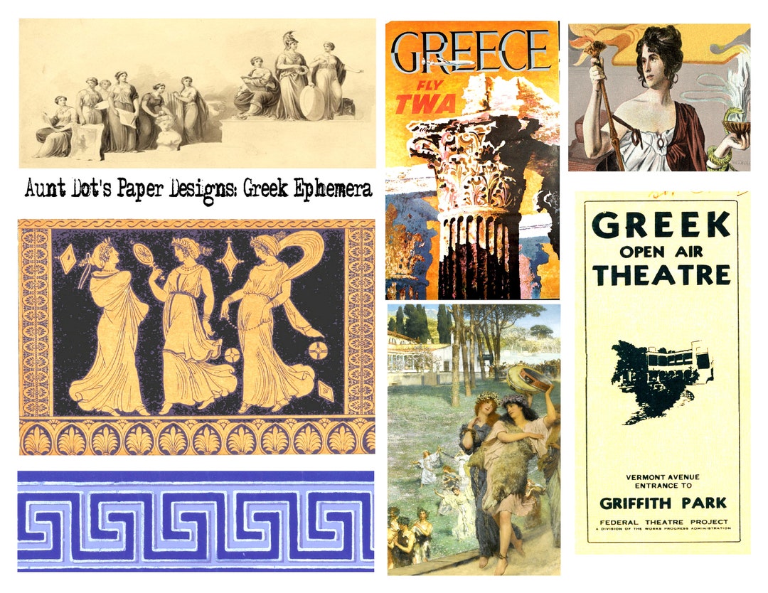 Greek Ephemera Kit: 10 Pages of Vintage Images for Junk Journals ...