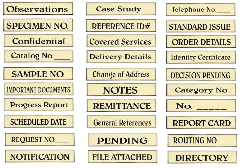 Official Words and Phrases Vintage Look Labels in 2 Sizes and 2 Fonts ...