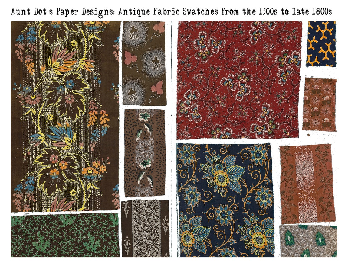 Antique Fabric Swatches, Fabric Samples for Junk Journals and ...