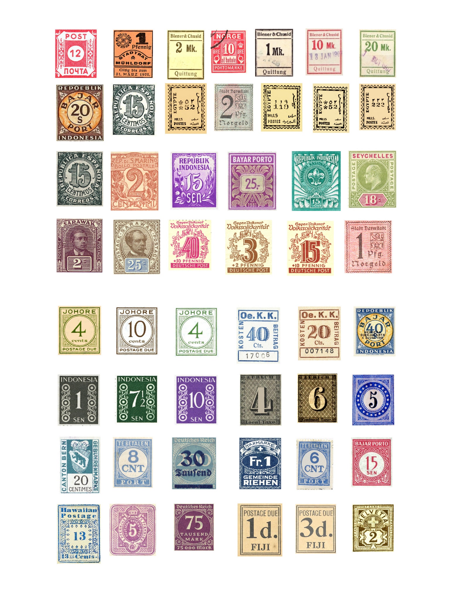 Vintage Number Stamps 3 Pages of Vintage Images for Junk Journals ...