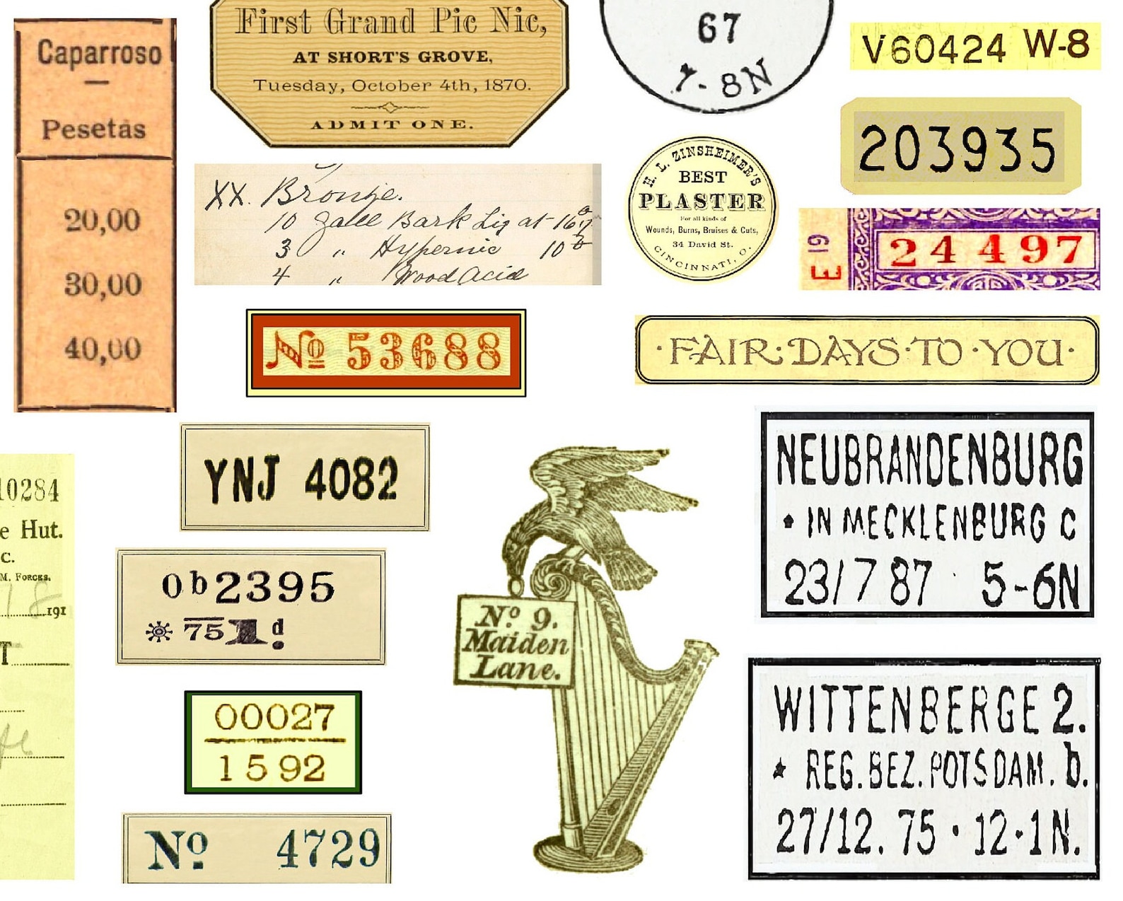 Random Vintage Labels 3 Pages of Embellishments for Junk Journals ...