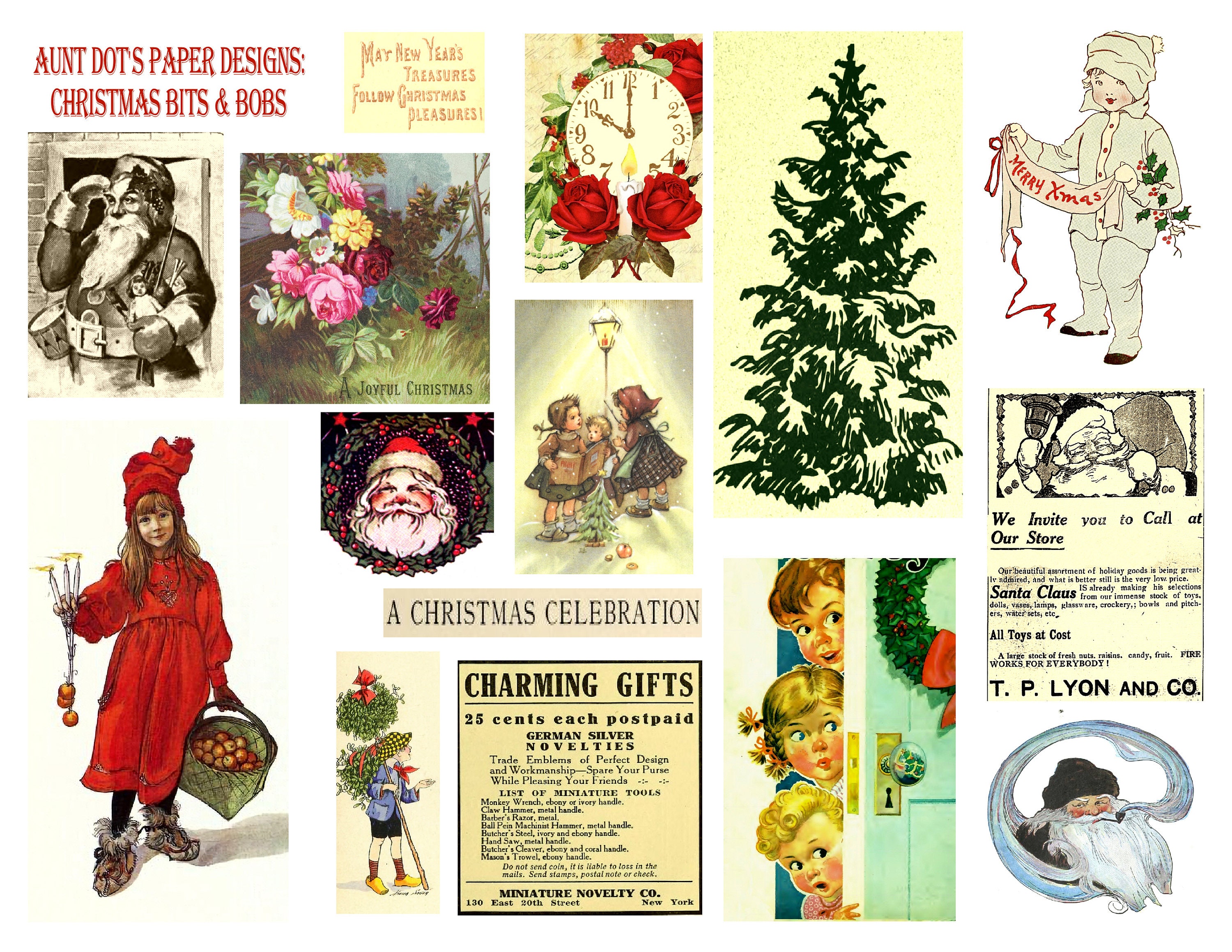 Christmas Bits & Bobs, 6 Pages of Images for Junk Journals, Papercrafts ...