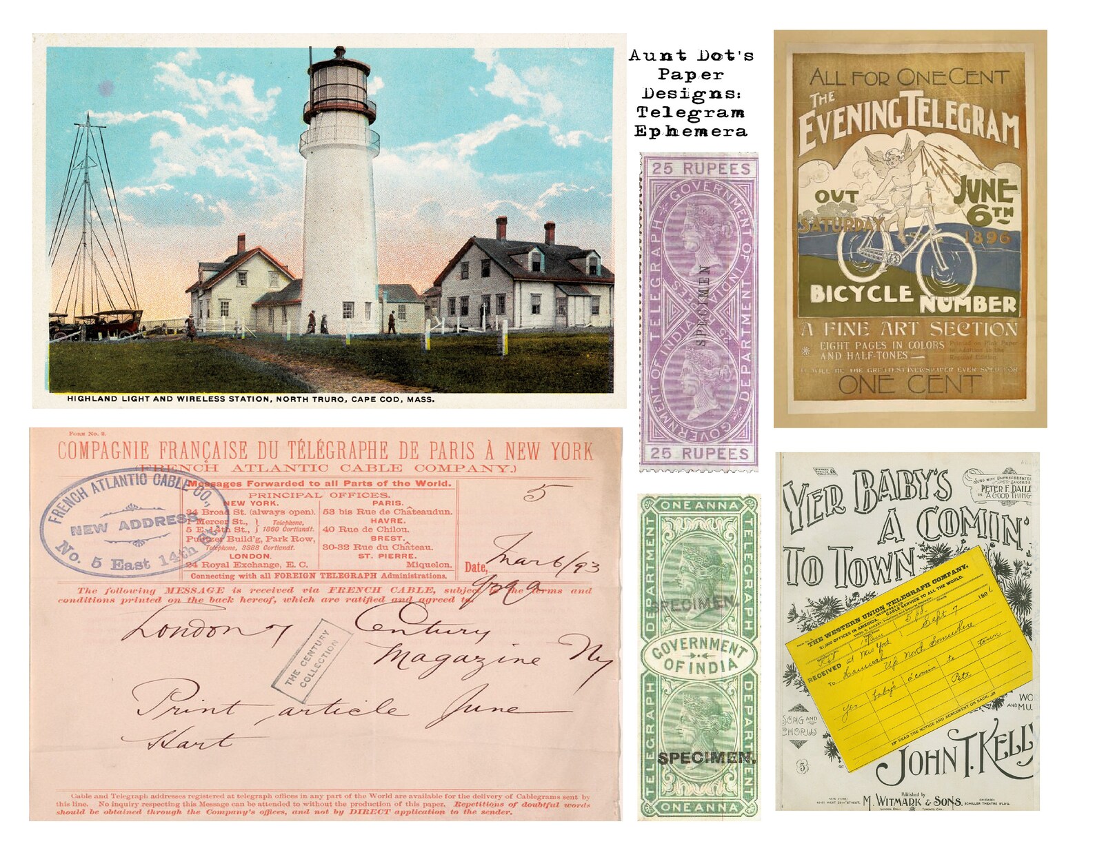 Telegram Telegraph Ephemera 10-page Digital Kit With 2 - Etsy