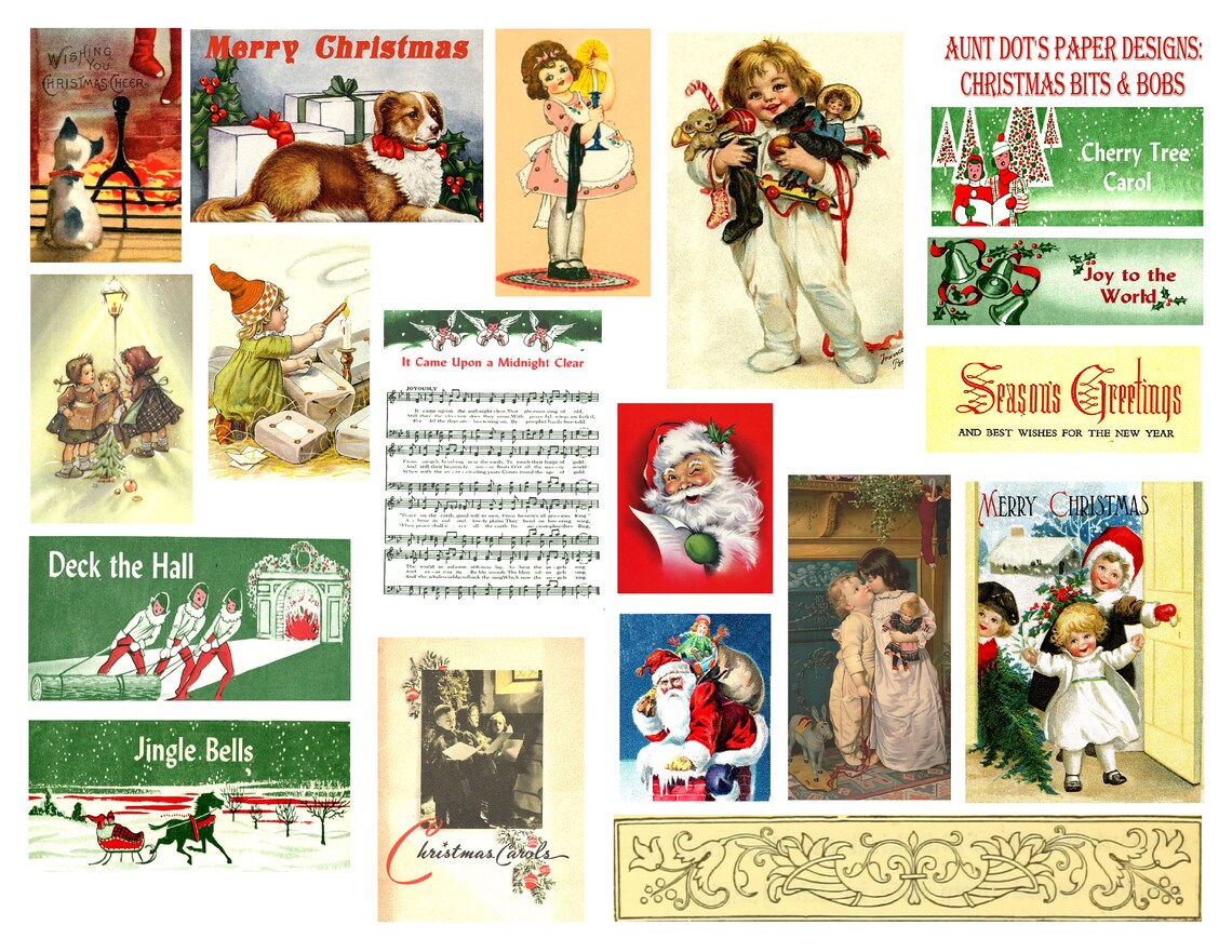 Christmas Bits & Bobs, 6 Pages of Images for Junk Journals, Papercrafts ...