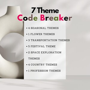 20 Code Breaker Worksheet for Kids 7 Themes Activity Seasonal Festival ...