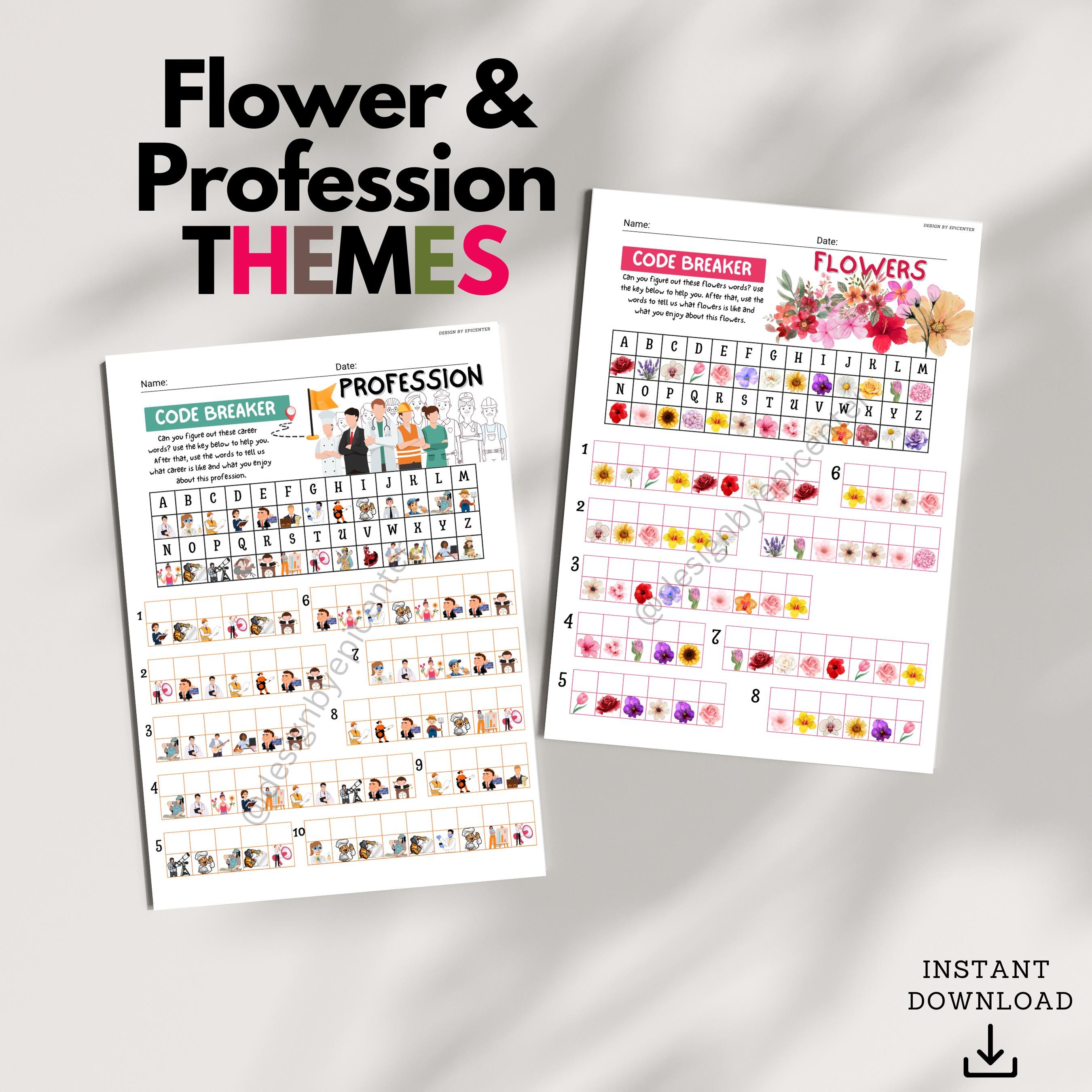 20 Code Breaker Worksheet for Kids 7 Themes Activity Seasonal Festival ...