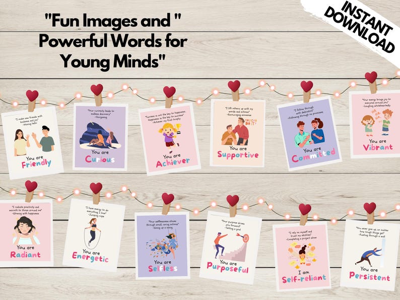 100 Printable Kids Positive Affirmation Cards Set Resilience ...
