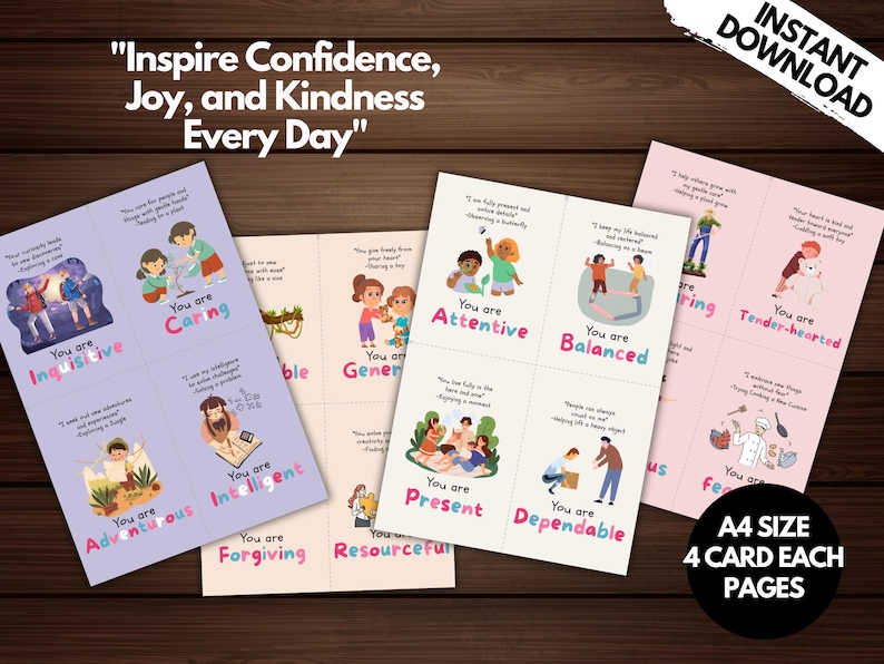 100 Printable Kids Positive Affirmation Cards Set Resilience ...