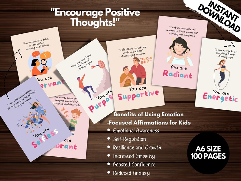 100 Printable Kids Positive Affirmation Cards Set Resilience ...