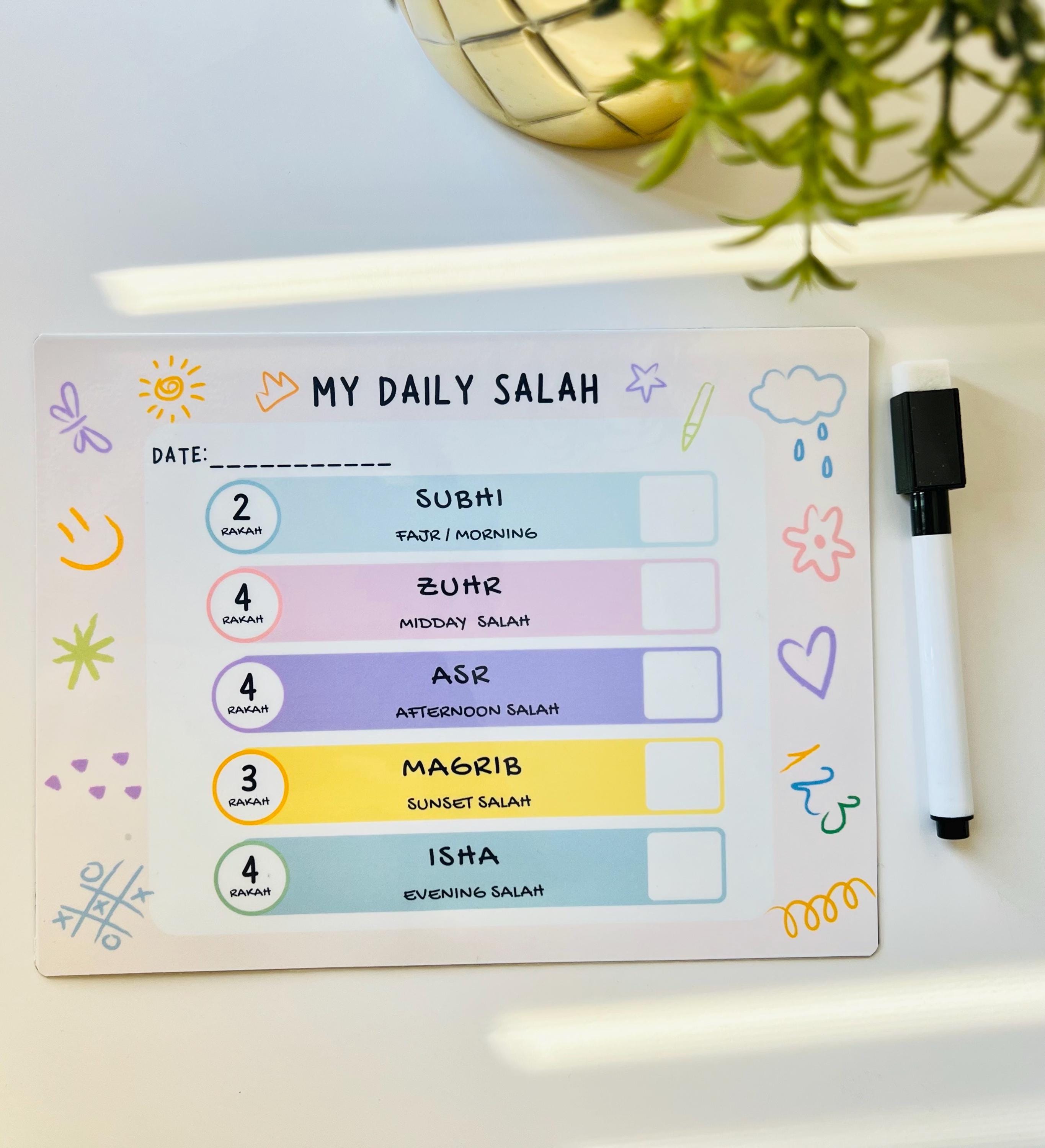 Kids Daily Prayer Tracker, Salah Chart, Salah Tracker, Magnetic Prayer ...