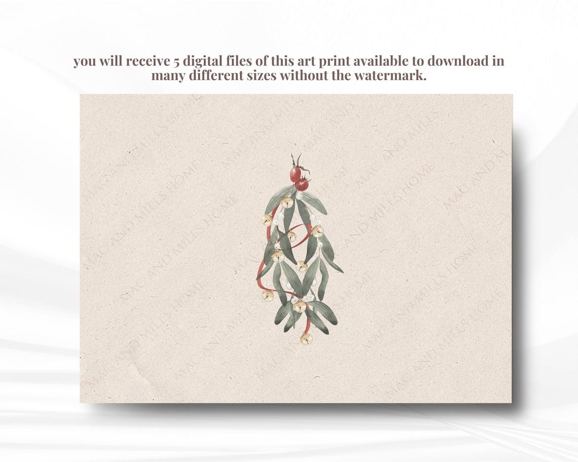 Mistletoe Christmas Art Print | Holiday Printable Wall Decor | Festive ...