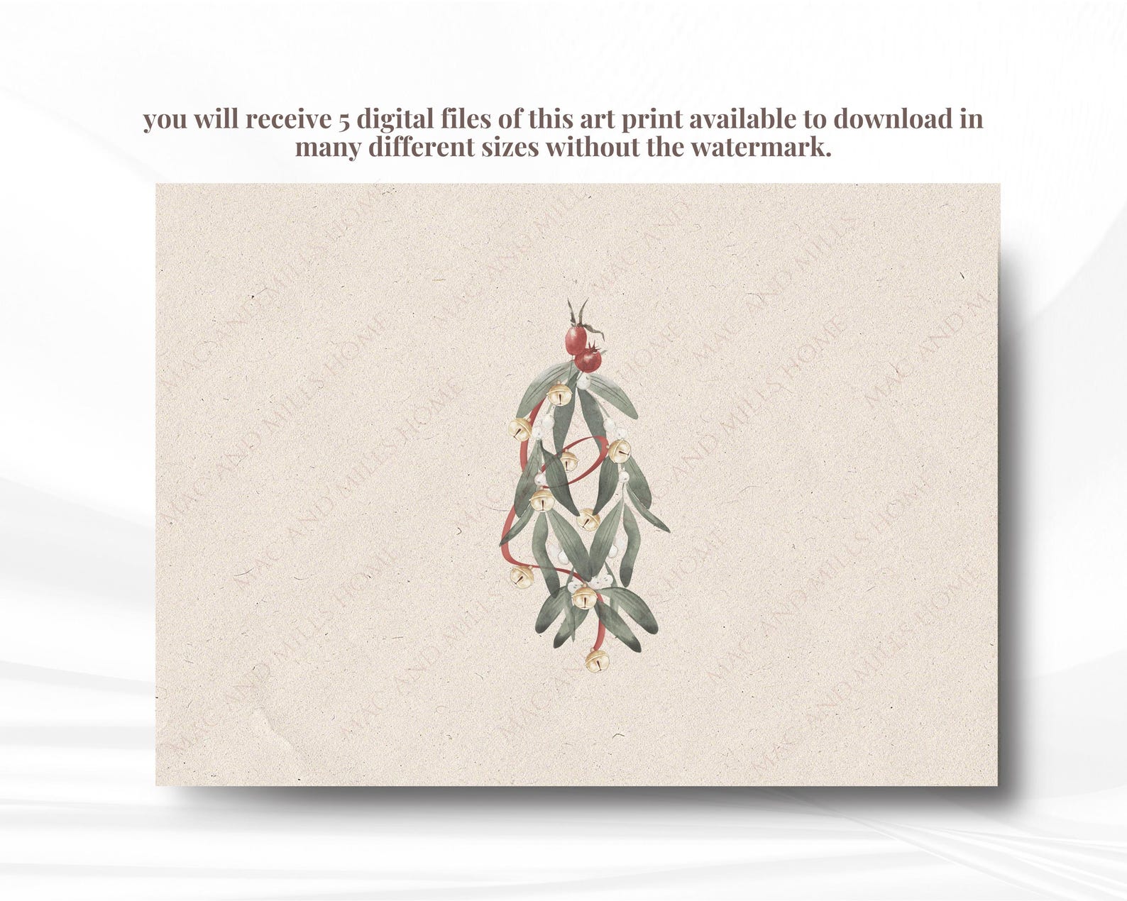 Mistletoe Christmas Art Print | Holiday Printable Wall Decor | Festive ...