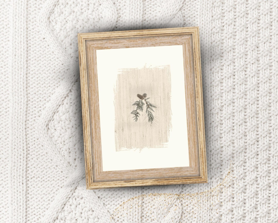 Cedar Sprigs Vintage Art Print | Rustic Christmas Wall Art | Minimalist ...