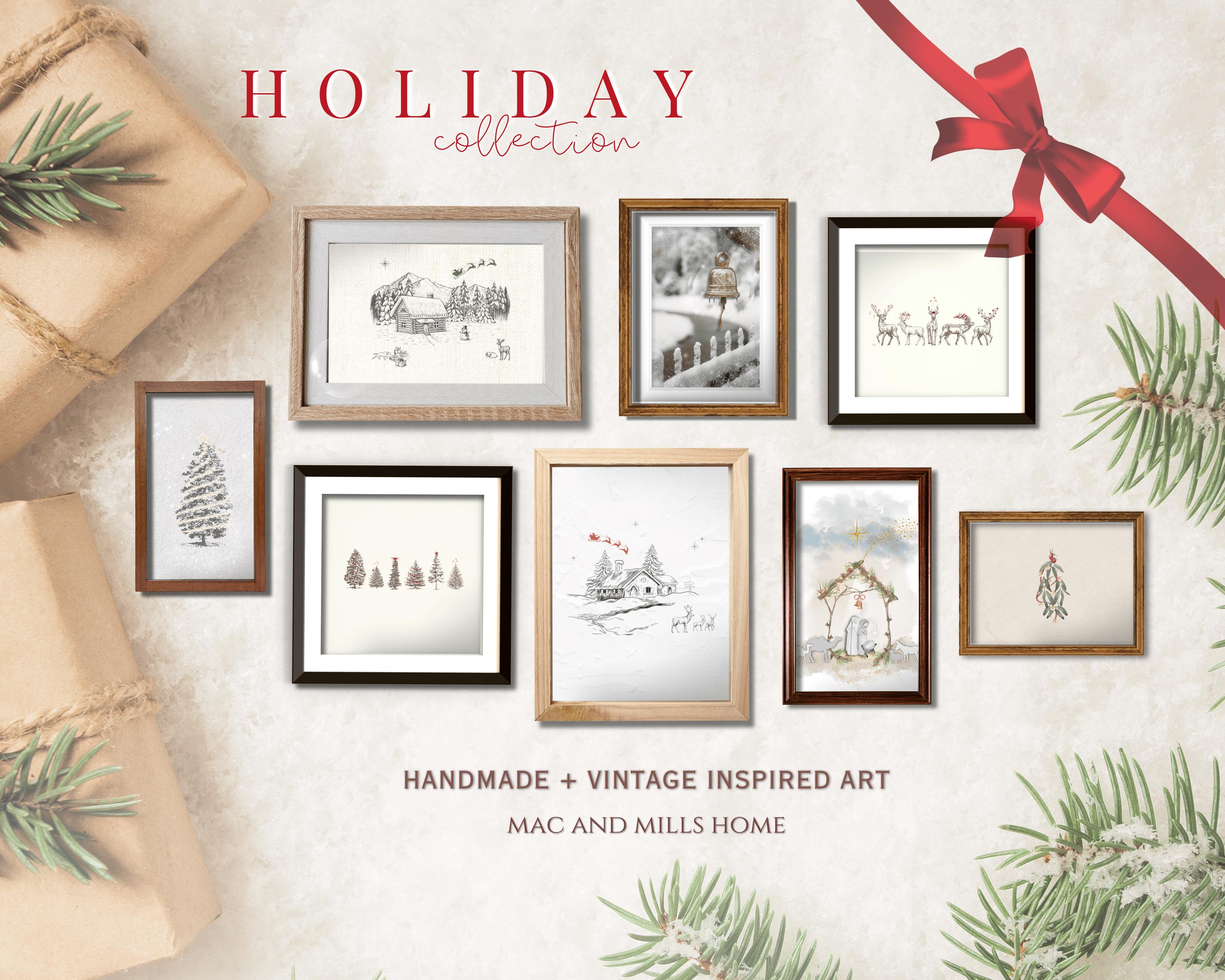 Christmas Cabin Digital Art | Rustic Winter Scene | Holiday Printable ...