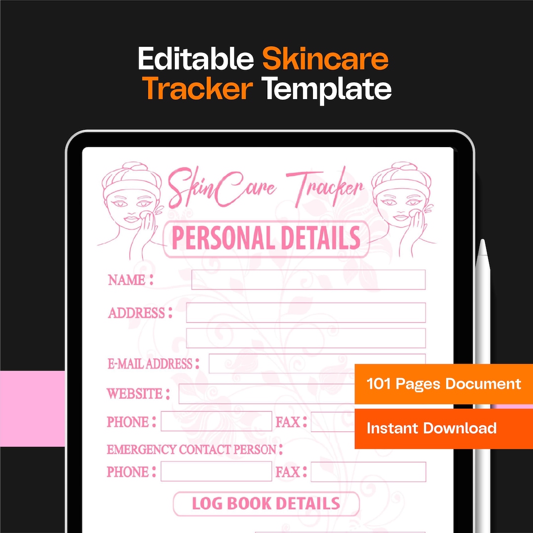 Skin Care Tracker Printable Journal Page Beauty Routine Skincare ...