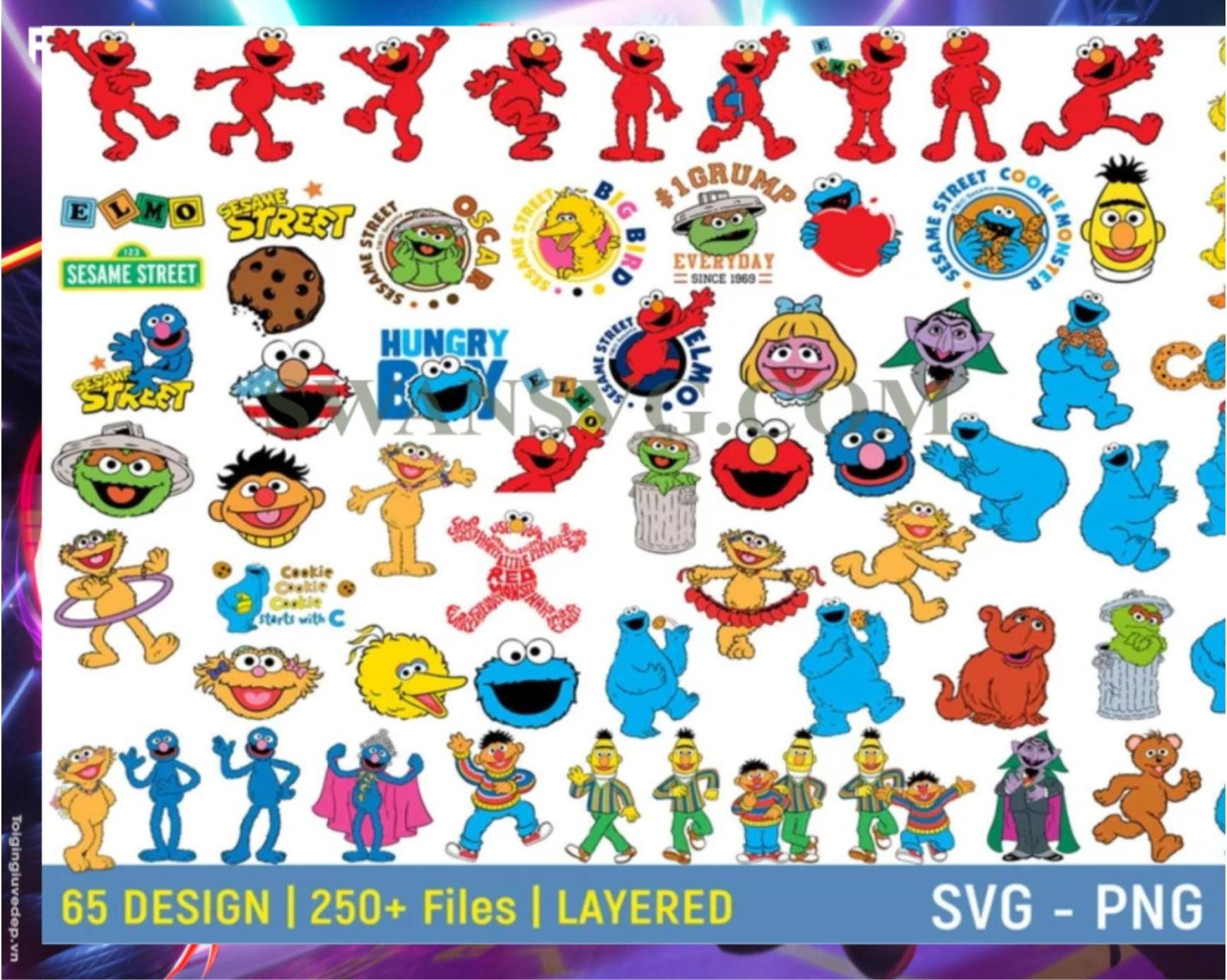 250 Sesam Street Bundle Svg, Puppet Svg, Kids Show Svg, Children TV ...