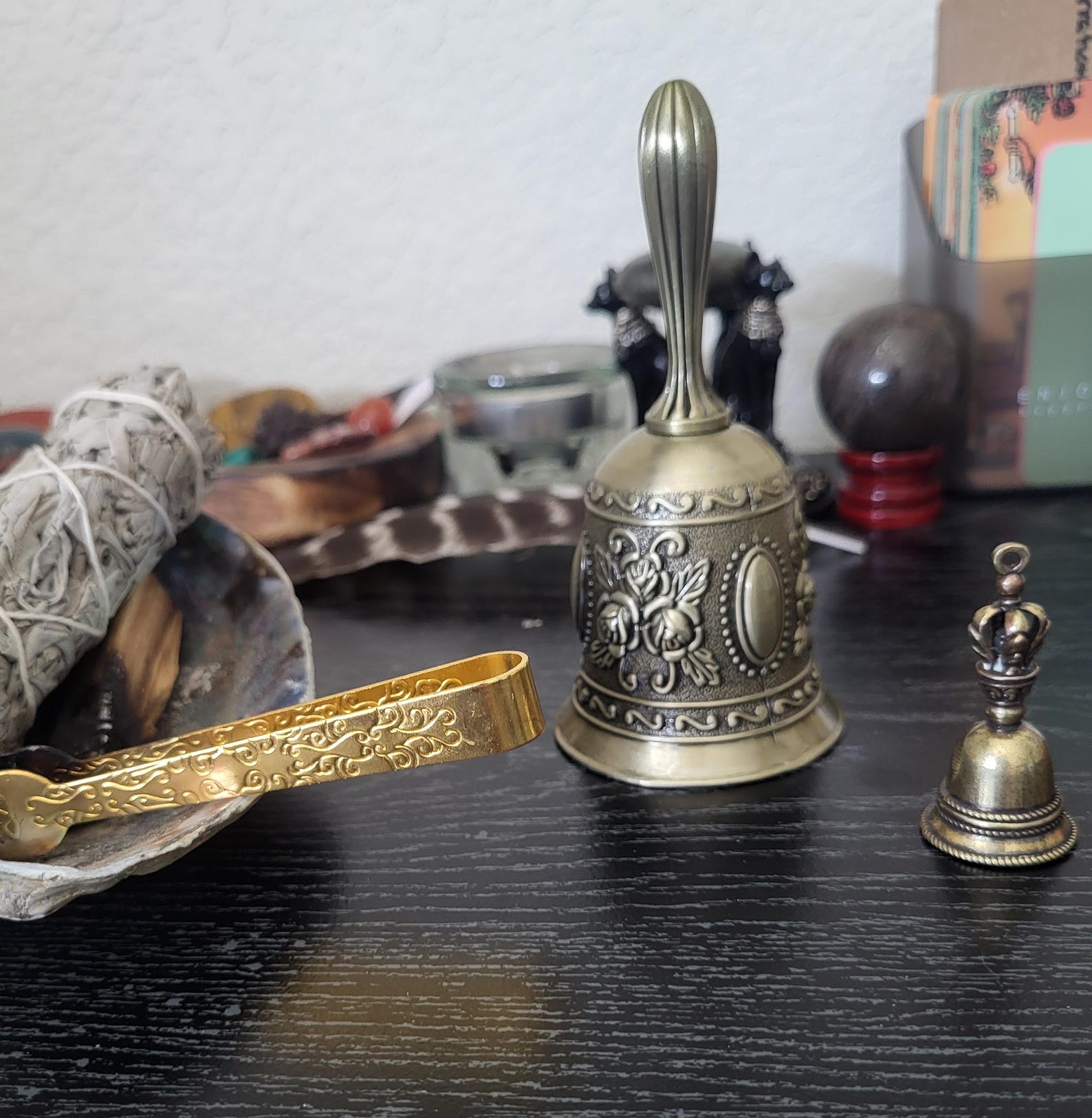 3 Piece Altar Kit - Hand Bell, Tiny Alter Bell, Arabic Style Tongs - Etsy