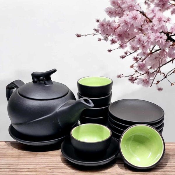 Black Tea Set - Etsy