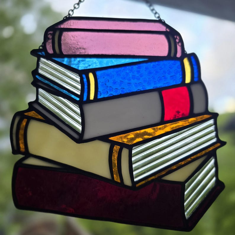 Stack of Books Stained Glass Digital Pattern - Personal Use - Etsy
