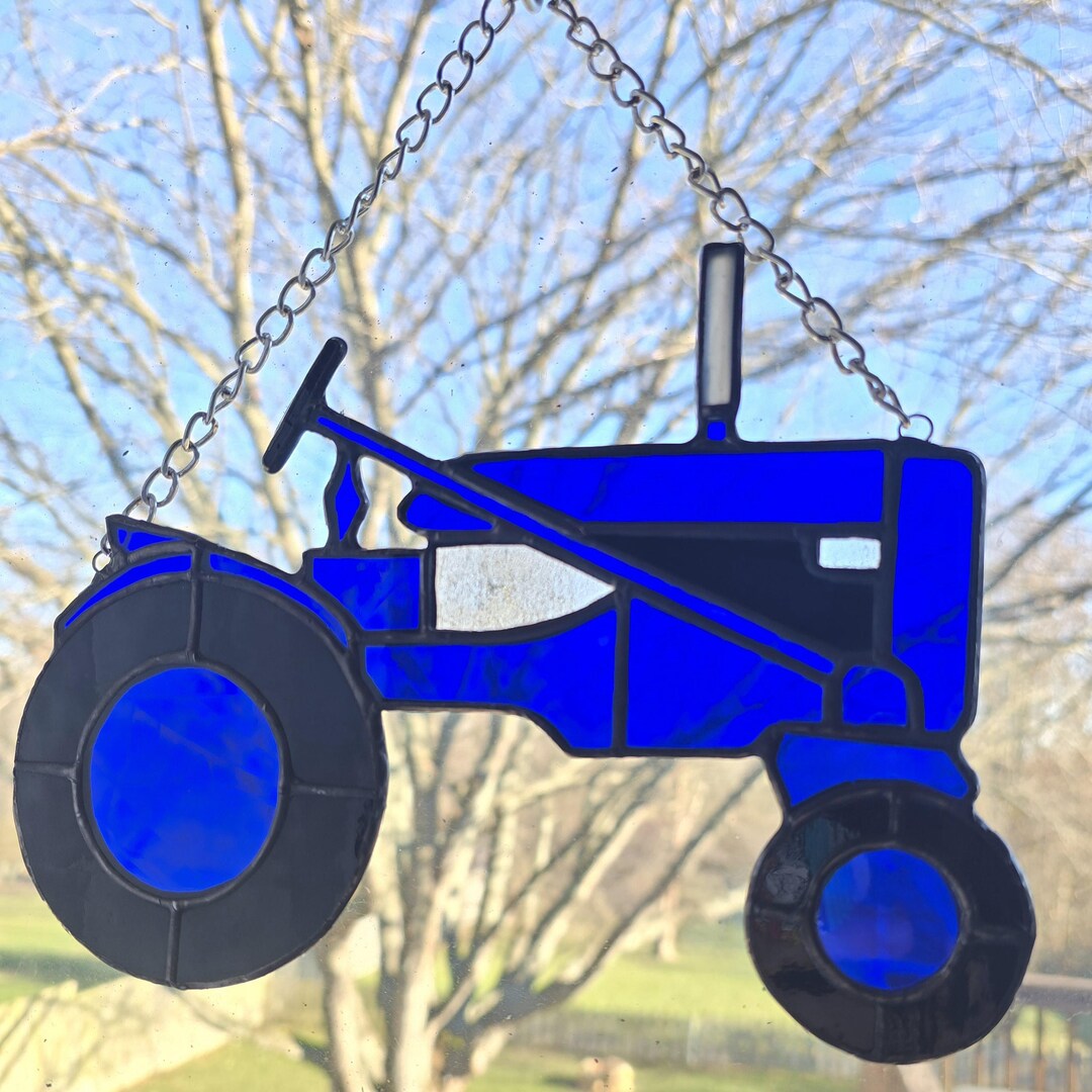 Ford Blue Tractor Stained Glass Art Suncatcher - Etsy