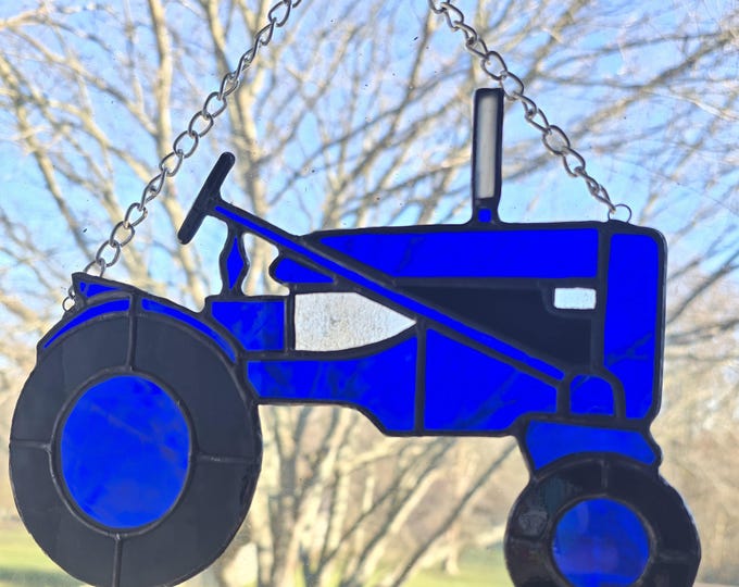 Ford Blue Tractor Stained Glass Art Suncatcher - Etsy