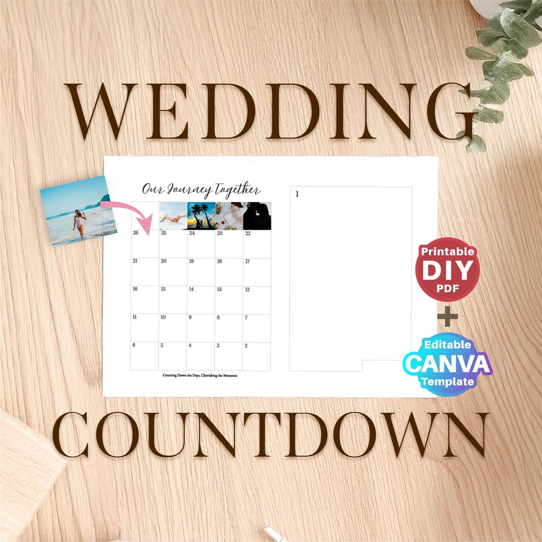 Personalized Wedding Countdown, Wedding Countdown Calendar, DIY Wedding ...