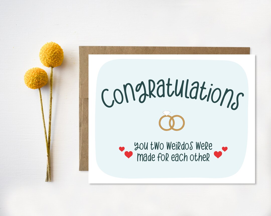 Funny Wedding Card Printable, Quirky Congratulations Card, Engagement ...