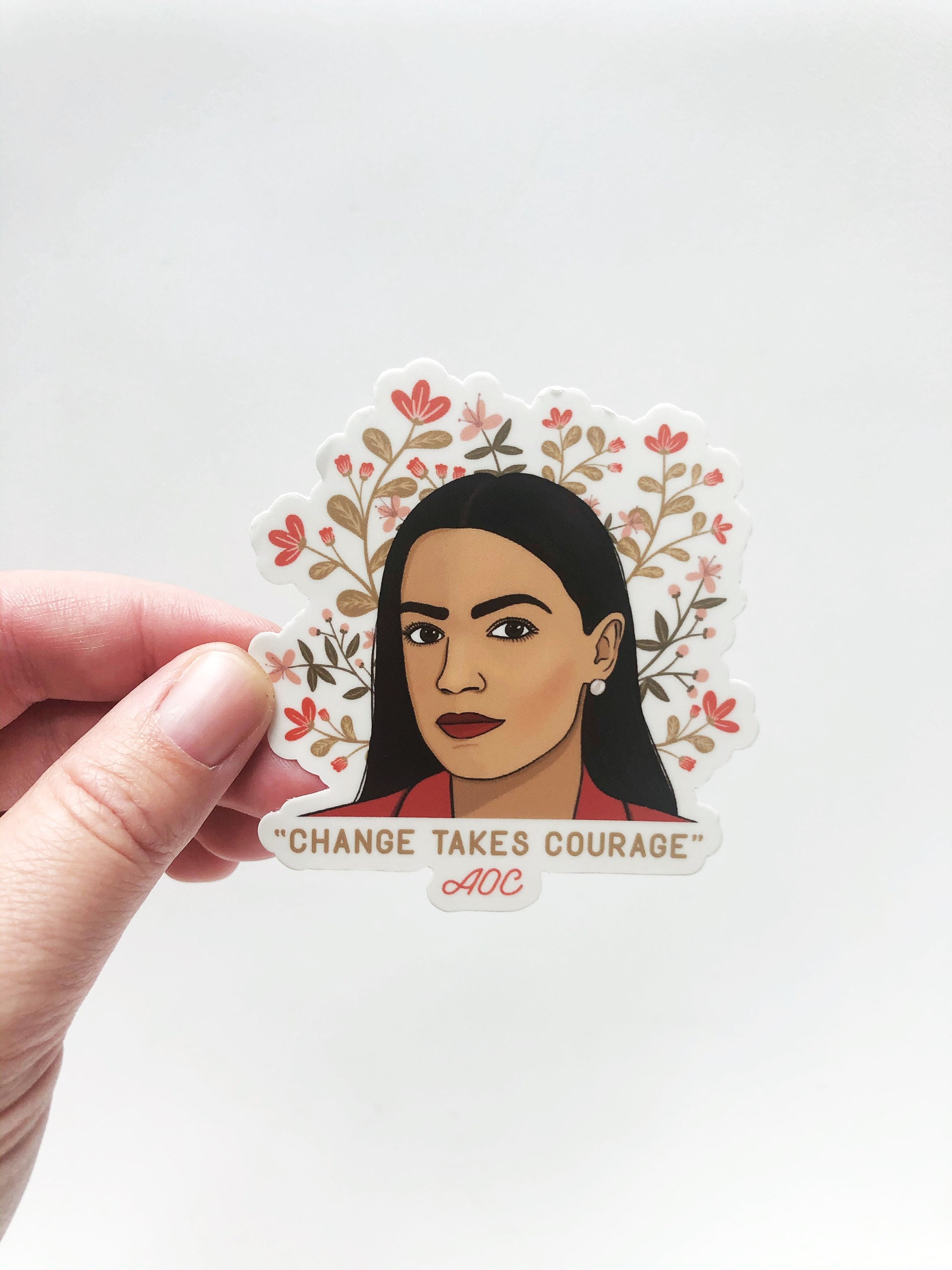 AOC Sticker Change Takes Courage Feminism Feminist Water | Etsy