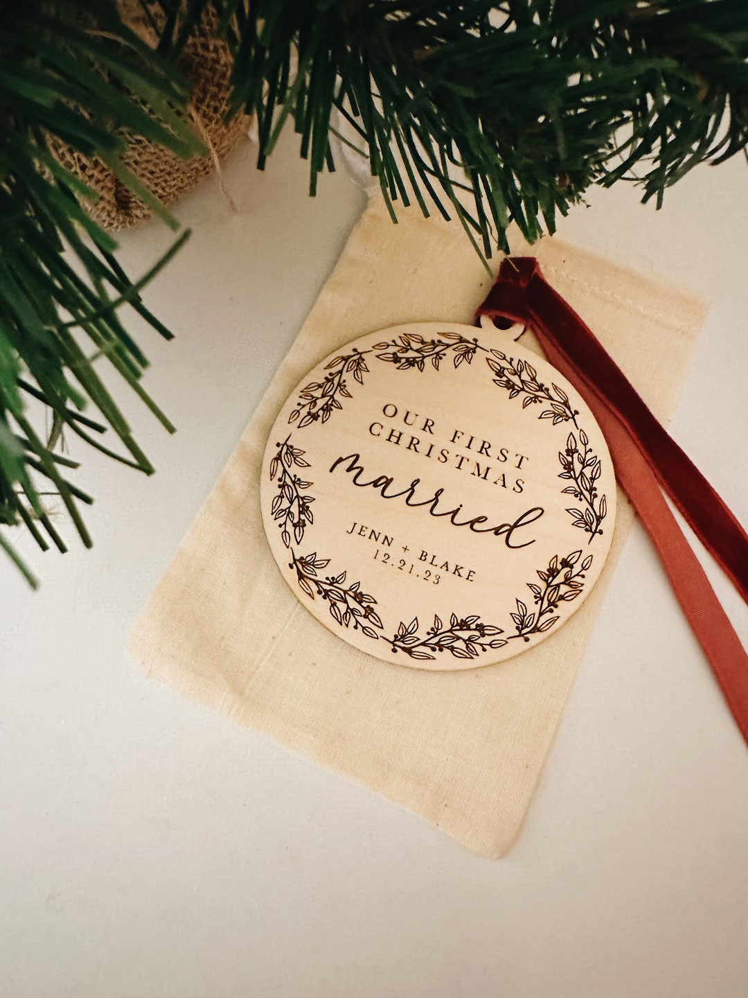 Personalized First Christmas Ornament: Engraved Newlywed Gift, Wedding ...