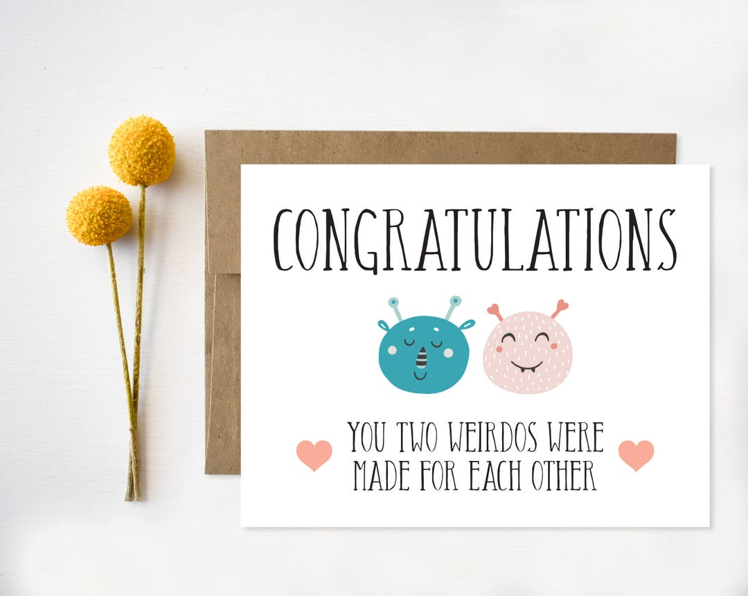 Funny Wedding Card, Quirky Congratulations Card, Engagement Card ...