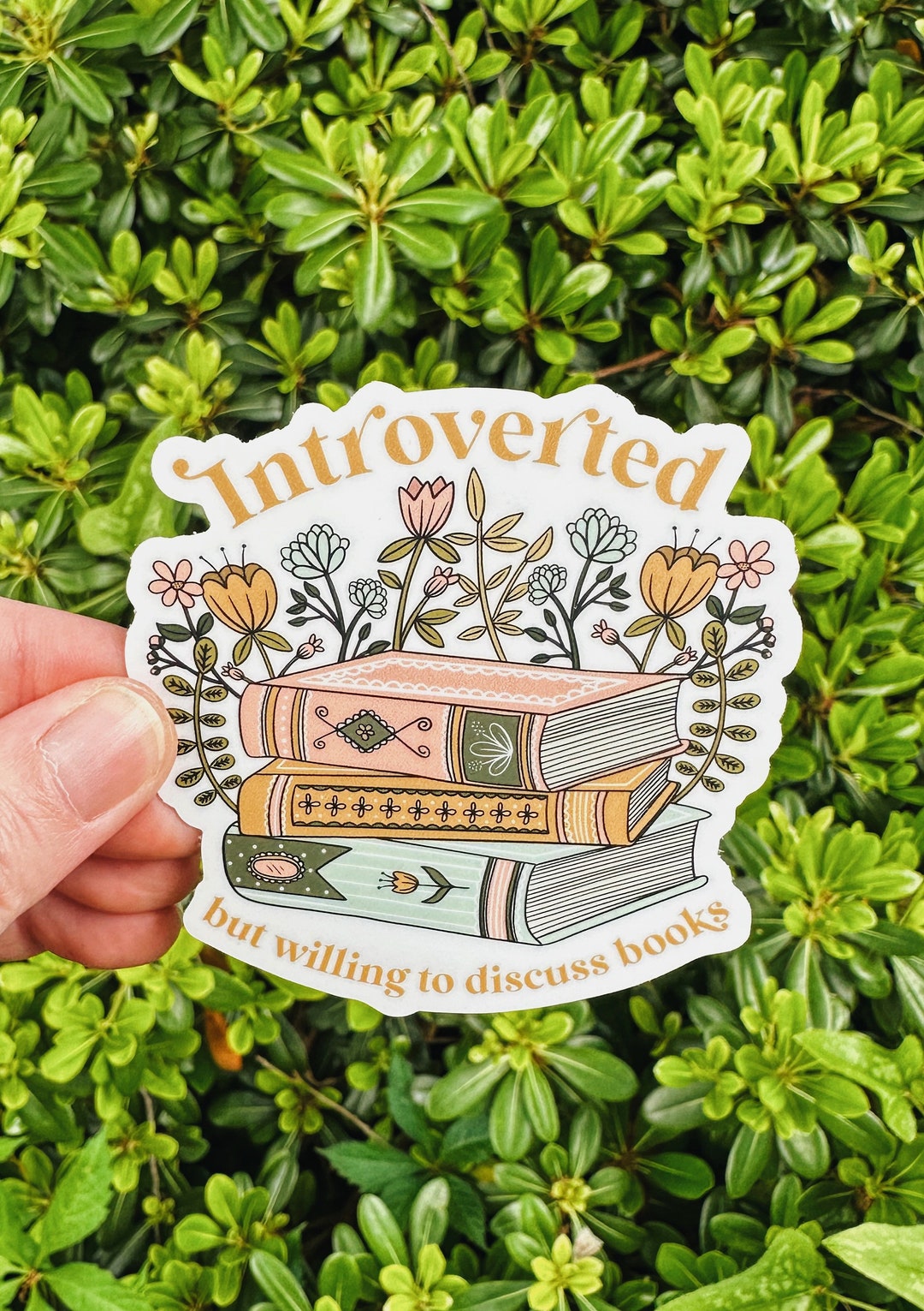 Books Sticker, Book Stack Vinyl Sticker, Introvert, Introverted ...