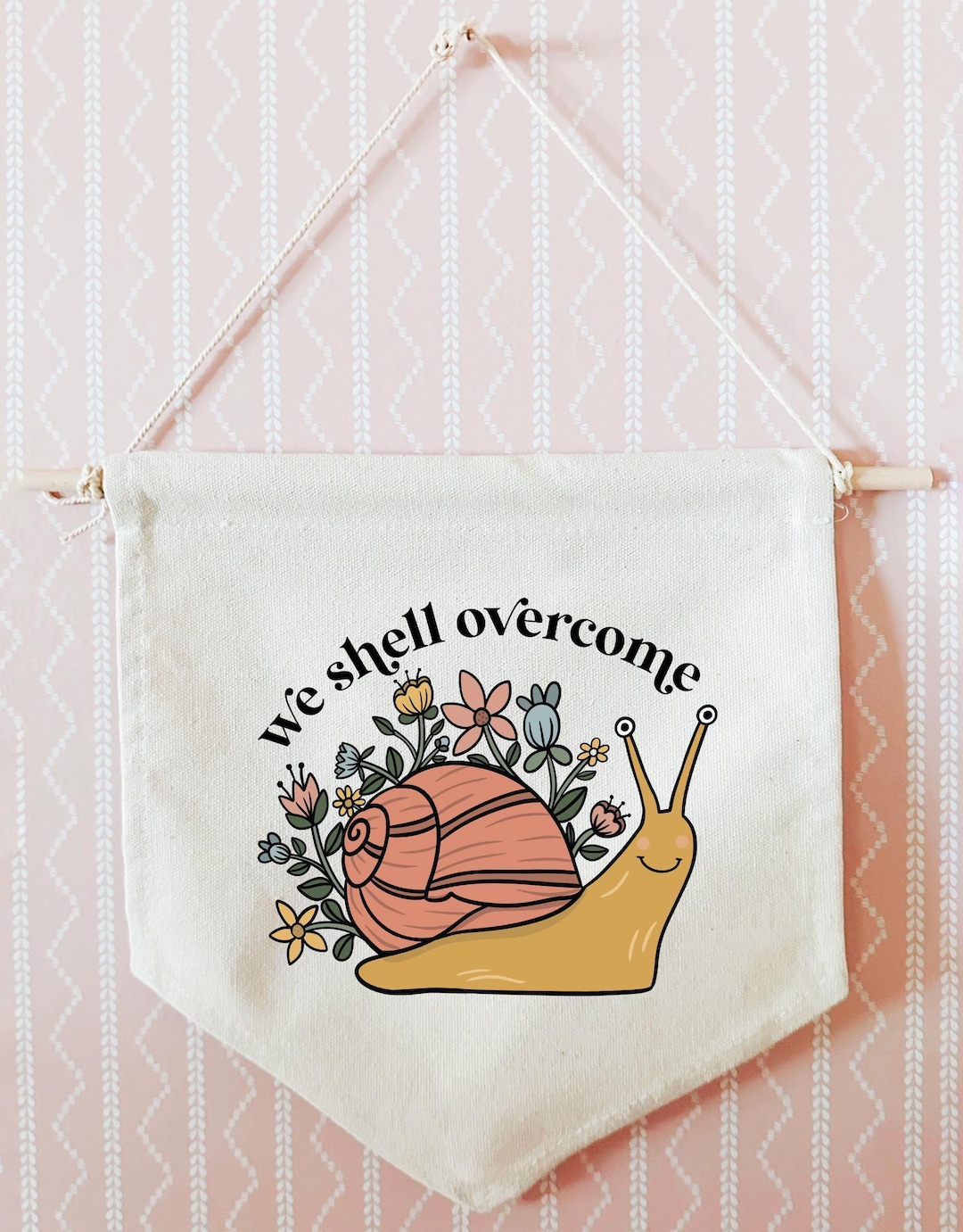 Snail Canvas Pennant Banner: Floral Wall Art Decor - Etsy