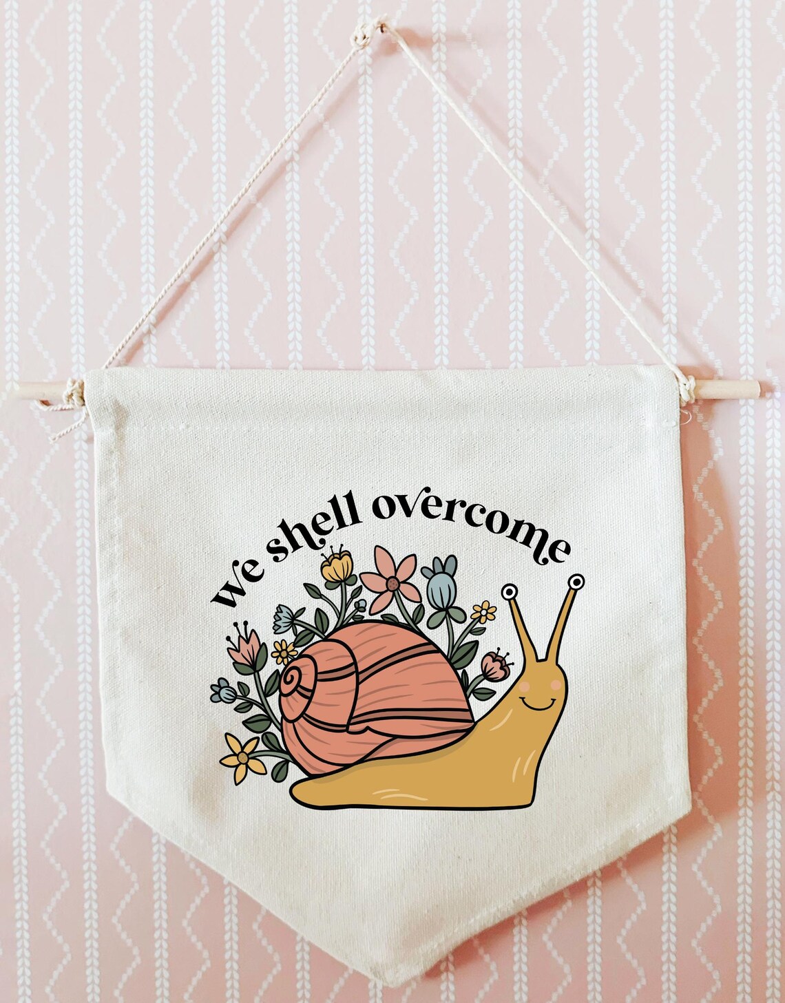 Snail Canvas Pennant Banner: Floral Wall Art Decor - Etsy
