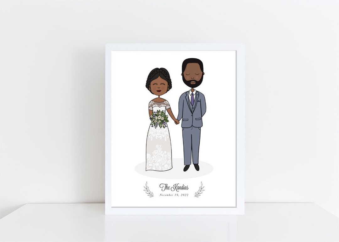 Custom Wedding Portrait Illustration Drawing Wedding Gift Christmas ...