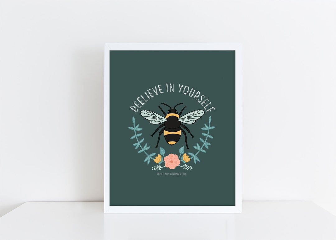 Bee Wall Art Beelieve in Yourself Art Print Office Decor Bee Print ...