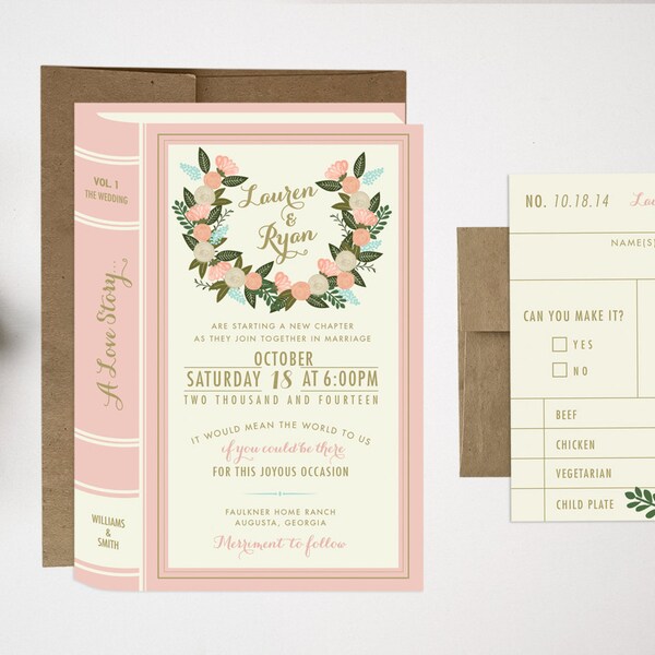 Library Wedding Invitations - Etsy