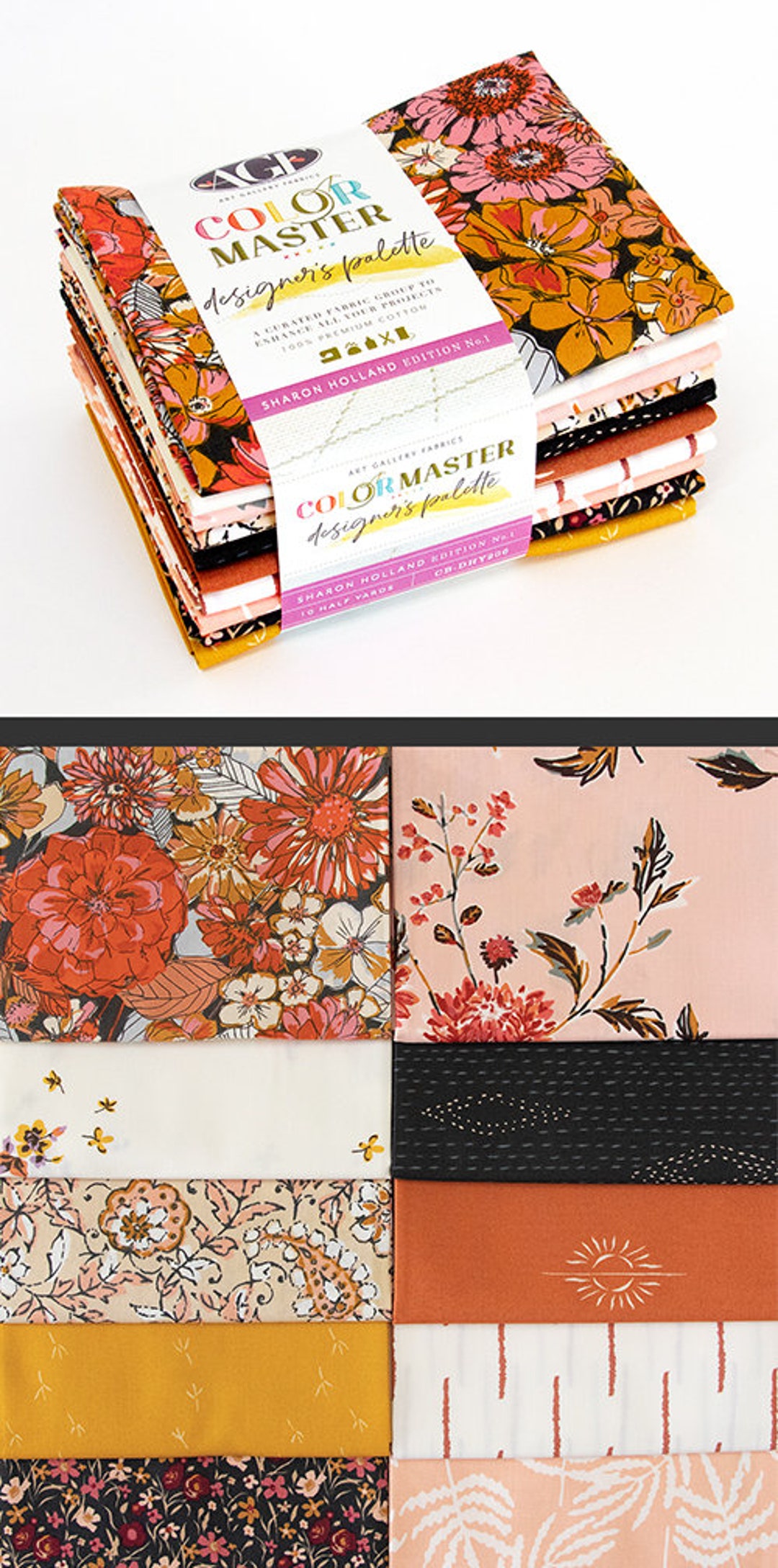 10 Half Yard Bundle Art Gallery Quilt Fabric, Color Master Sharon ...