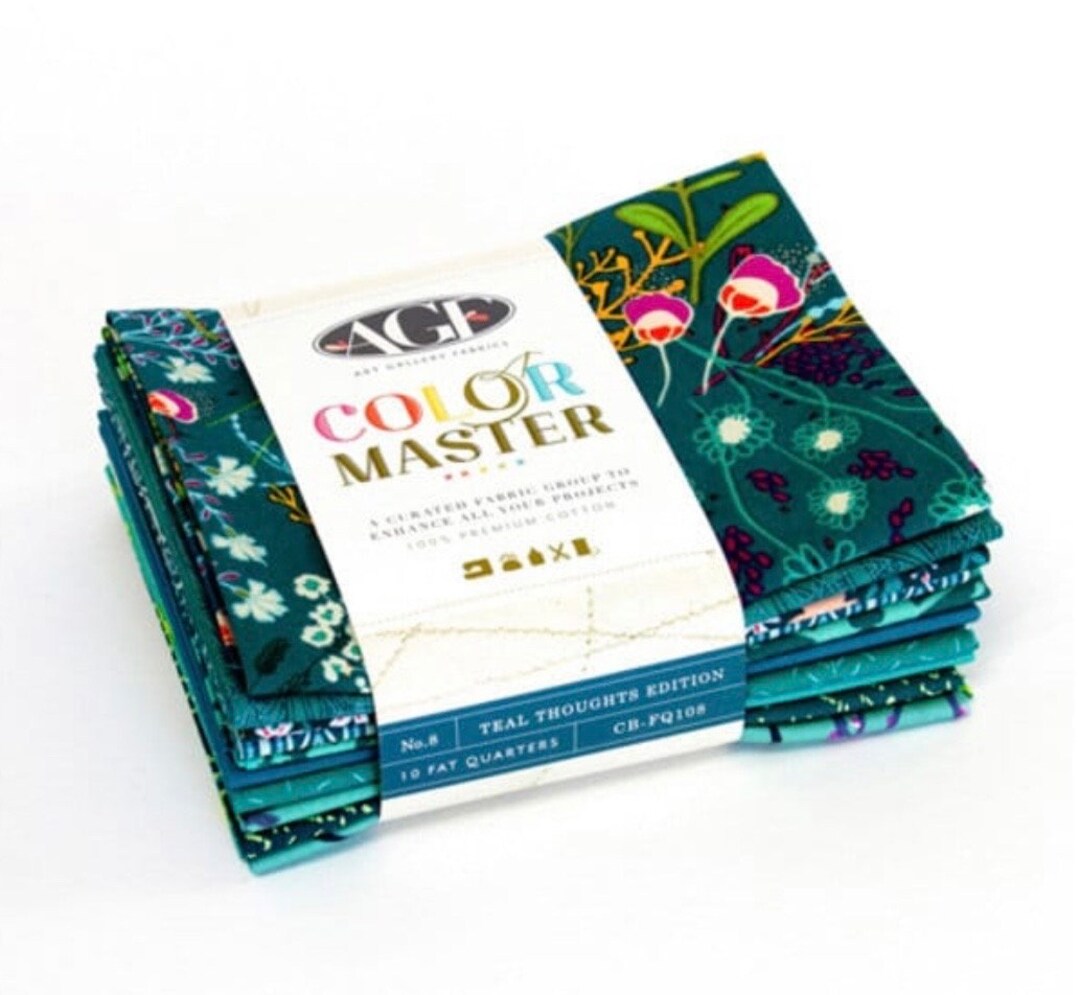 10 Fat Quarter Bundle Art Gallery Quilt Fabric, Color Master Teal ...